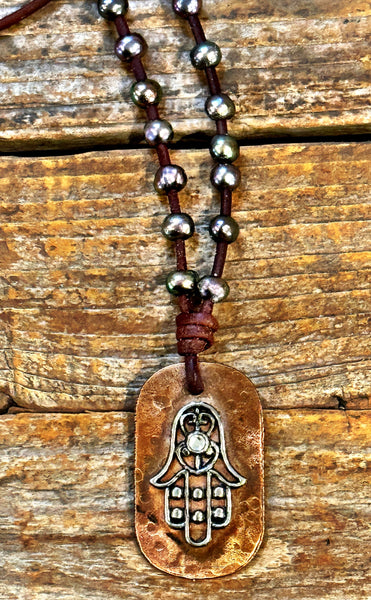 Hamsa Pearl Necklace Allison Craft Designs